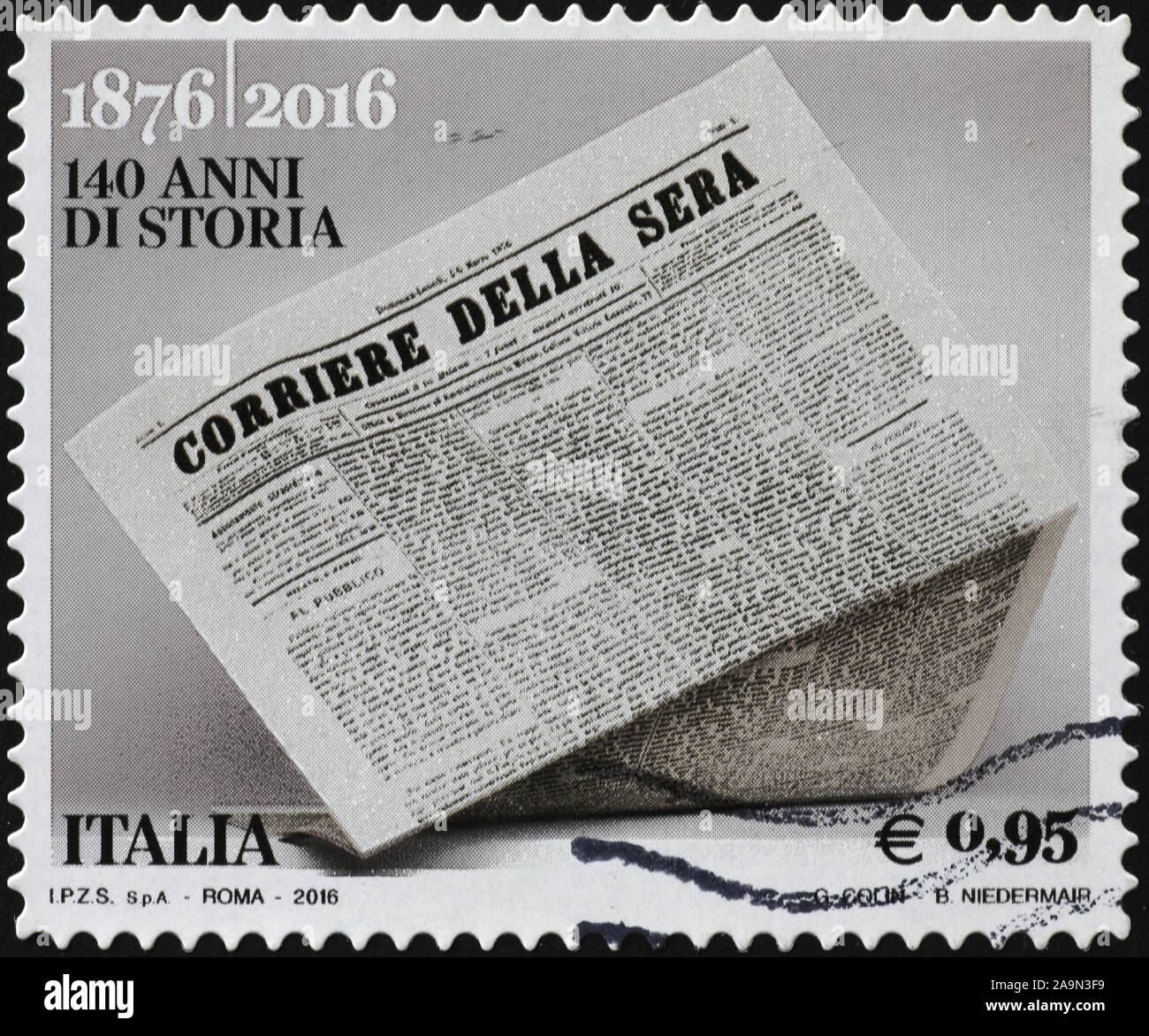Italian newspaper Corriere della sera on postage stamp Stock Photo - Alamy