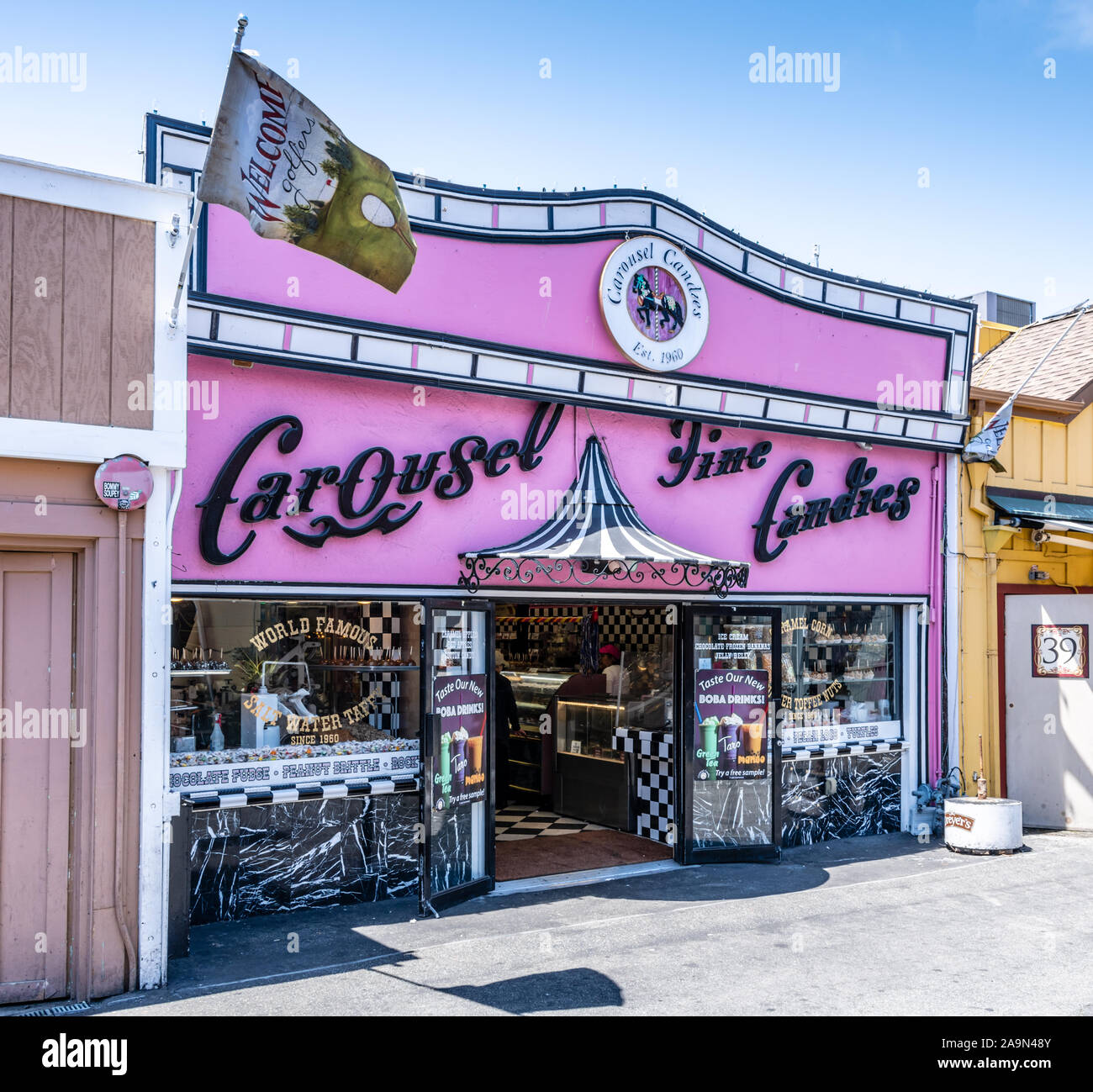 Monterey Fisherman's Wharf, Carousel Fine Candies Stock Photo - Alamy