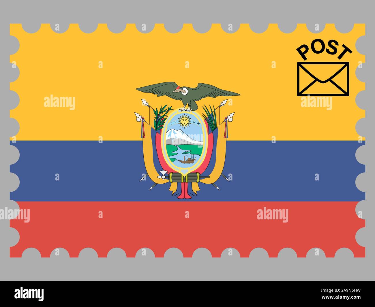 National flag of Republic of Ecuador. original colors and proportion ...