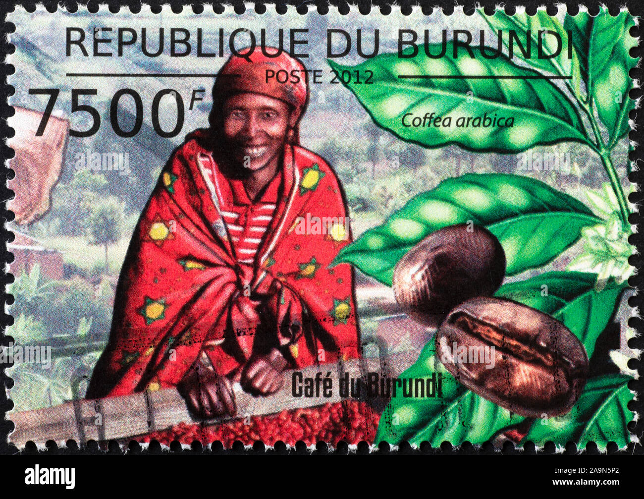 Woman working in coffee industry on postage stamp Stock Photo - Alamy