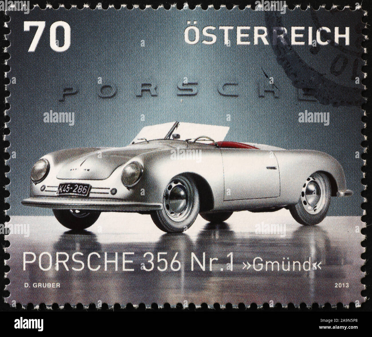 Vintage Porsche car on austrian postage stamp Stock Photo - Alamy