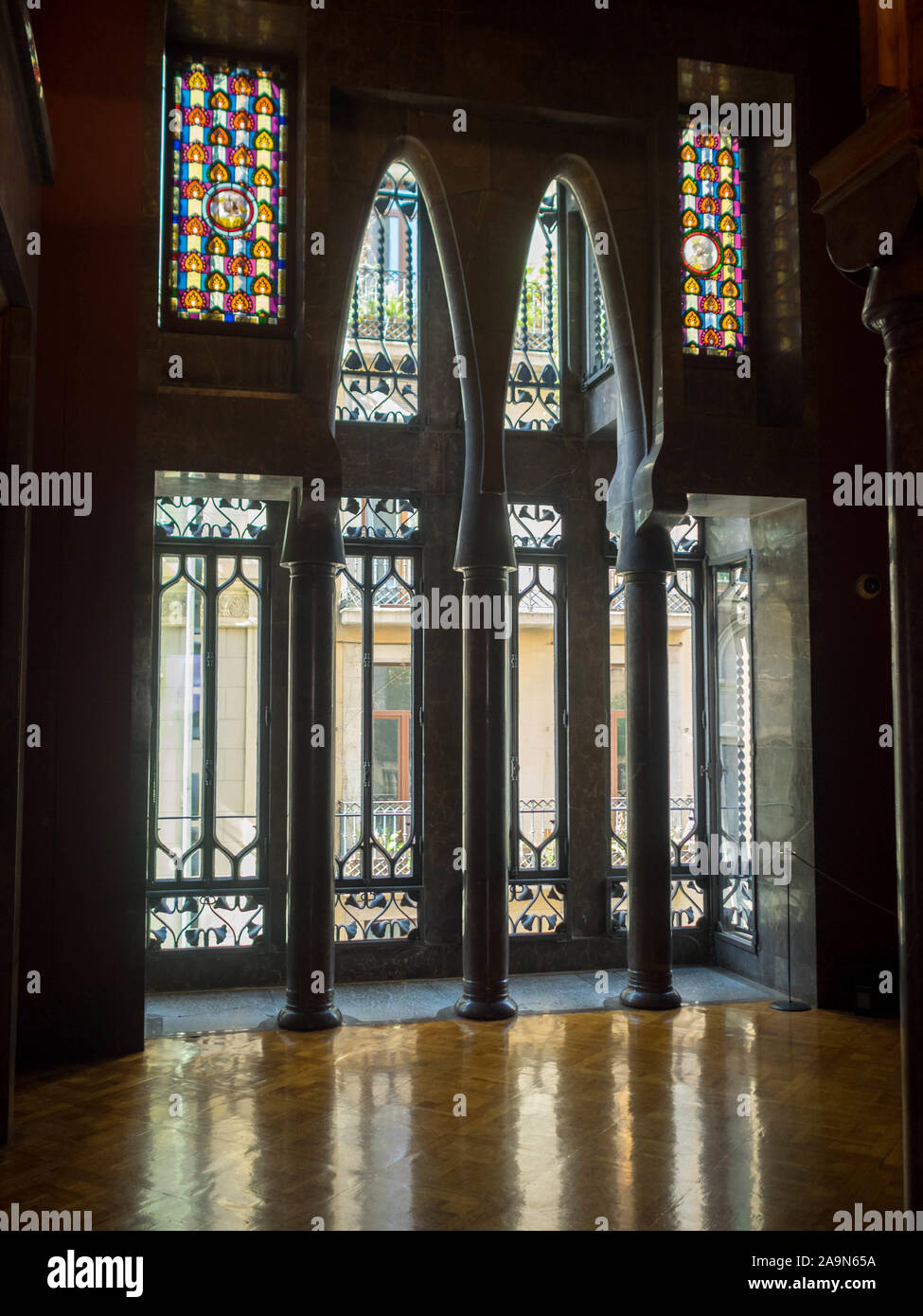 The hall of lost steps of the Guell Palace Stock Photo - Alamy
