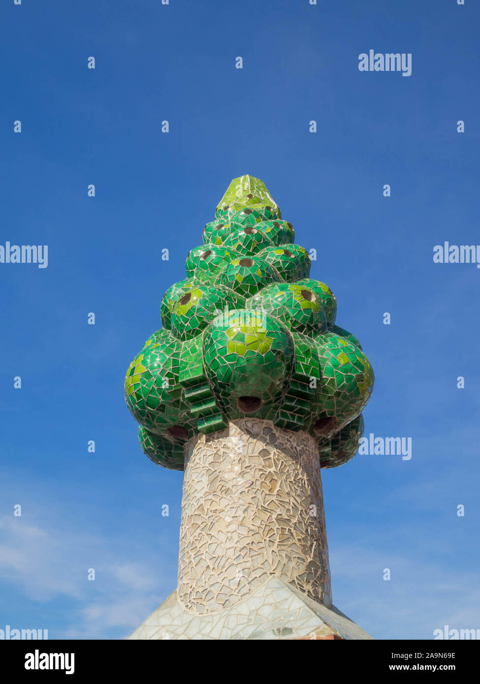 Guell Palace roof chimney Stock Photo - Alamy