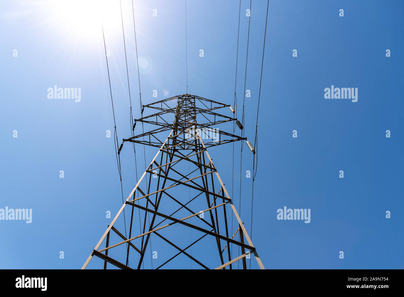Electric power transmission tower. Brazil. Electricity distribution ...
