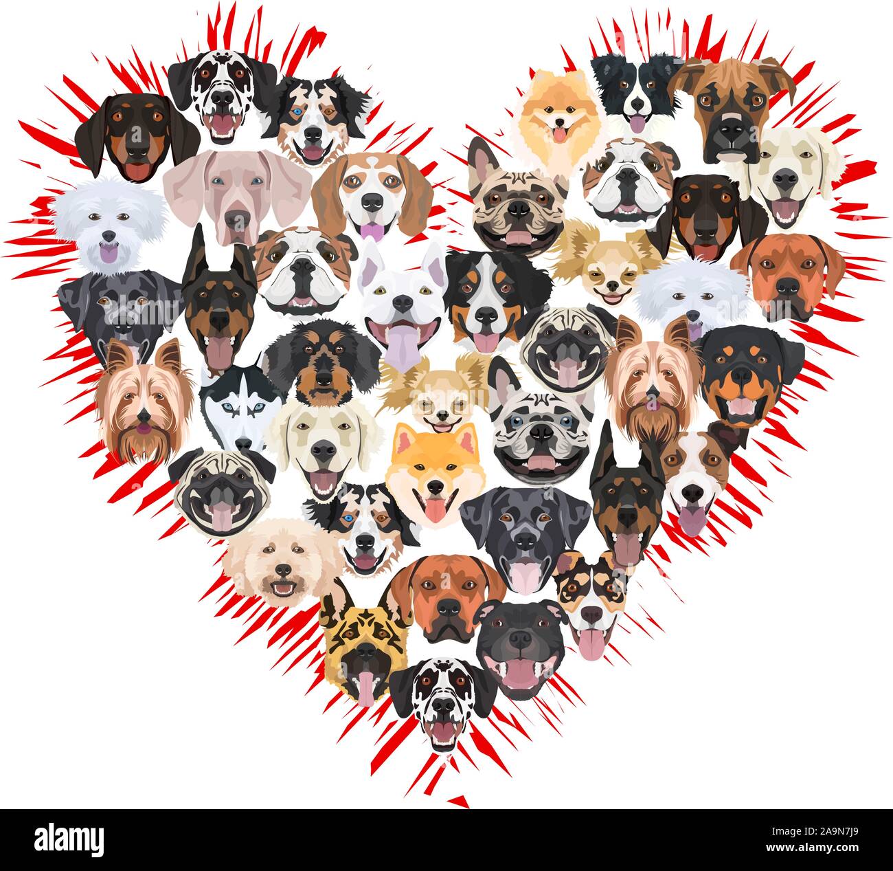 Illustration - A heart for dogs - This design with many dogs that form ...