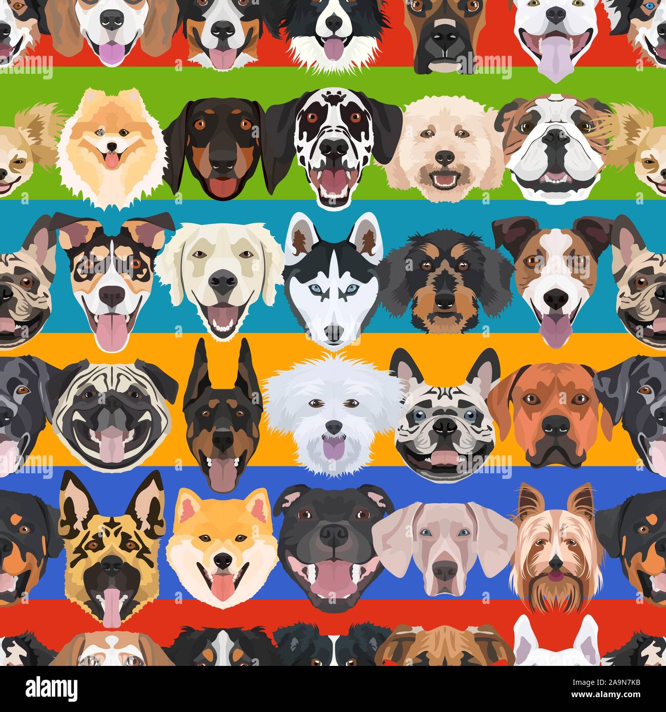 Illustration seamless pattern happy dogs - This seamless pattern is ...