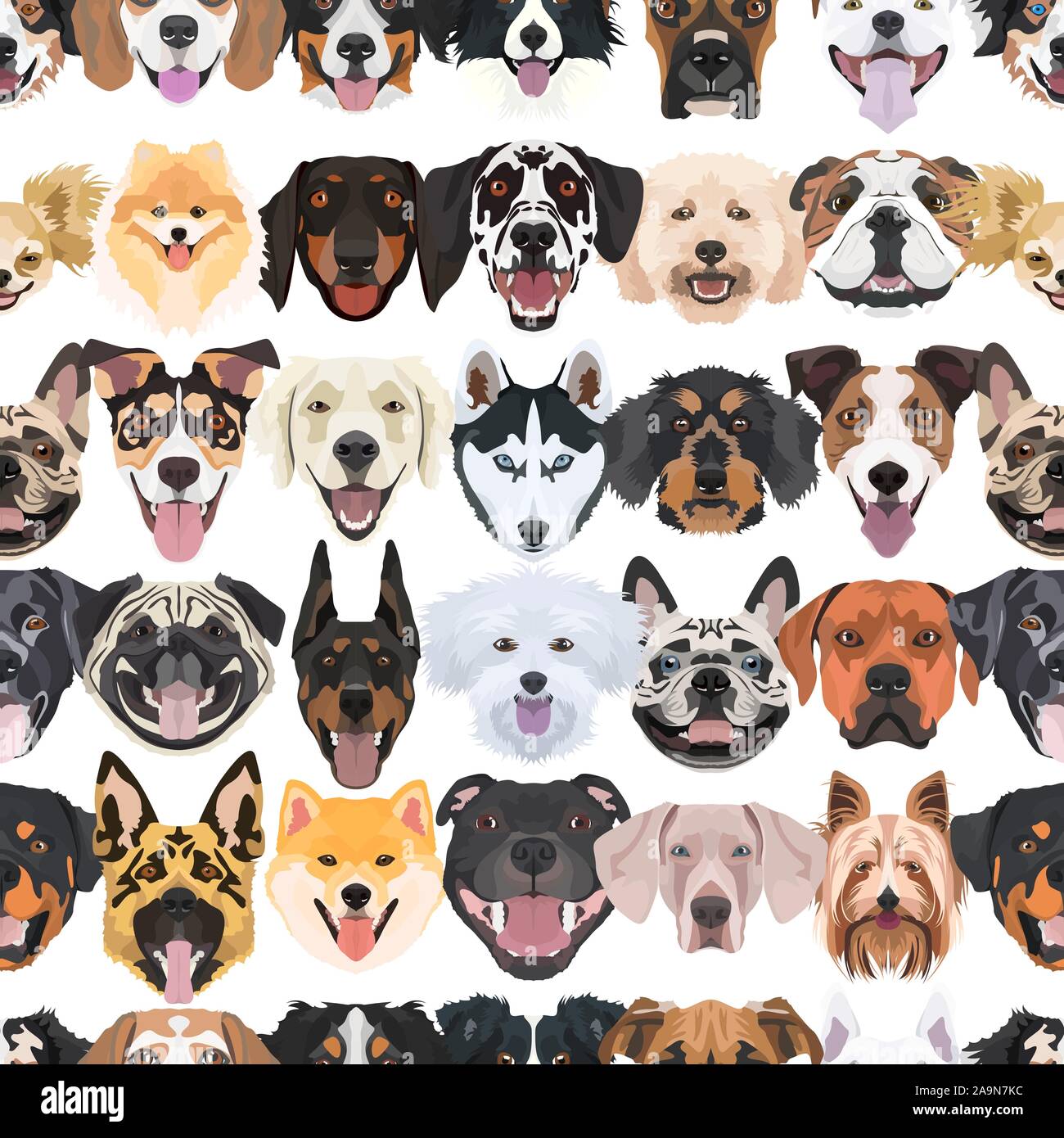 Illustration seamless pattern happy dogs - This seamless pattern is ...