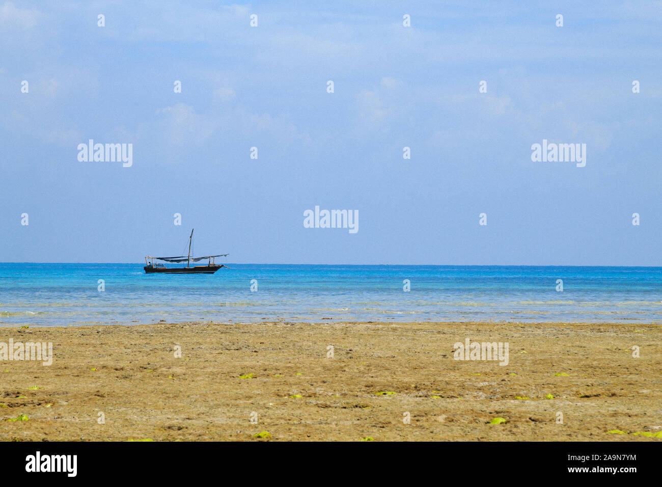 Zanzibar beach landscape, Tanzania, Africa panorama. Indian ocean ...