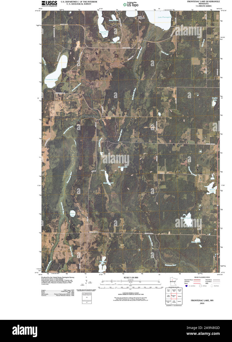 USGS TOPO Map MInnesota MN Frontenac Lake 20100813 TM Restoration Stock ...