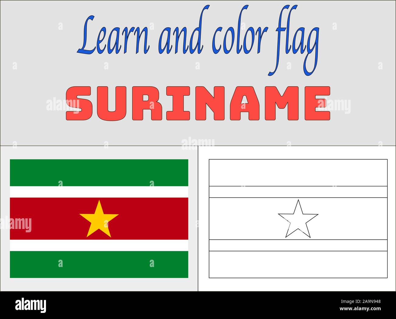 Suriname National flag Coloring Book pages for Education and learning ...