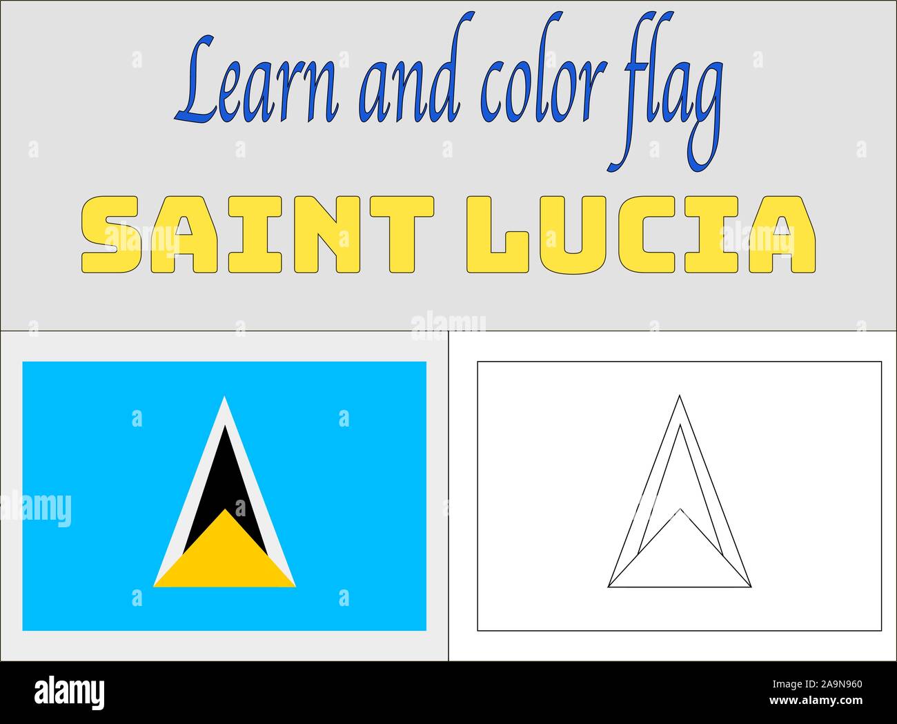 Saint Lucia National flag Coloring Book pages for Education and ...