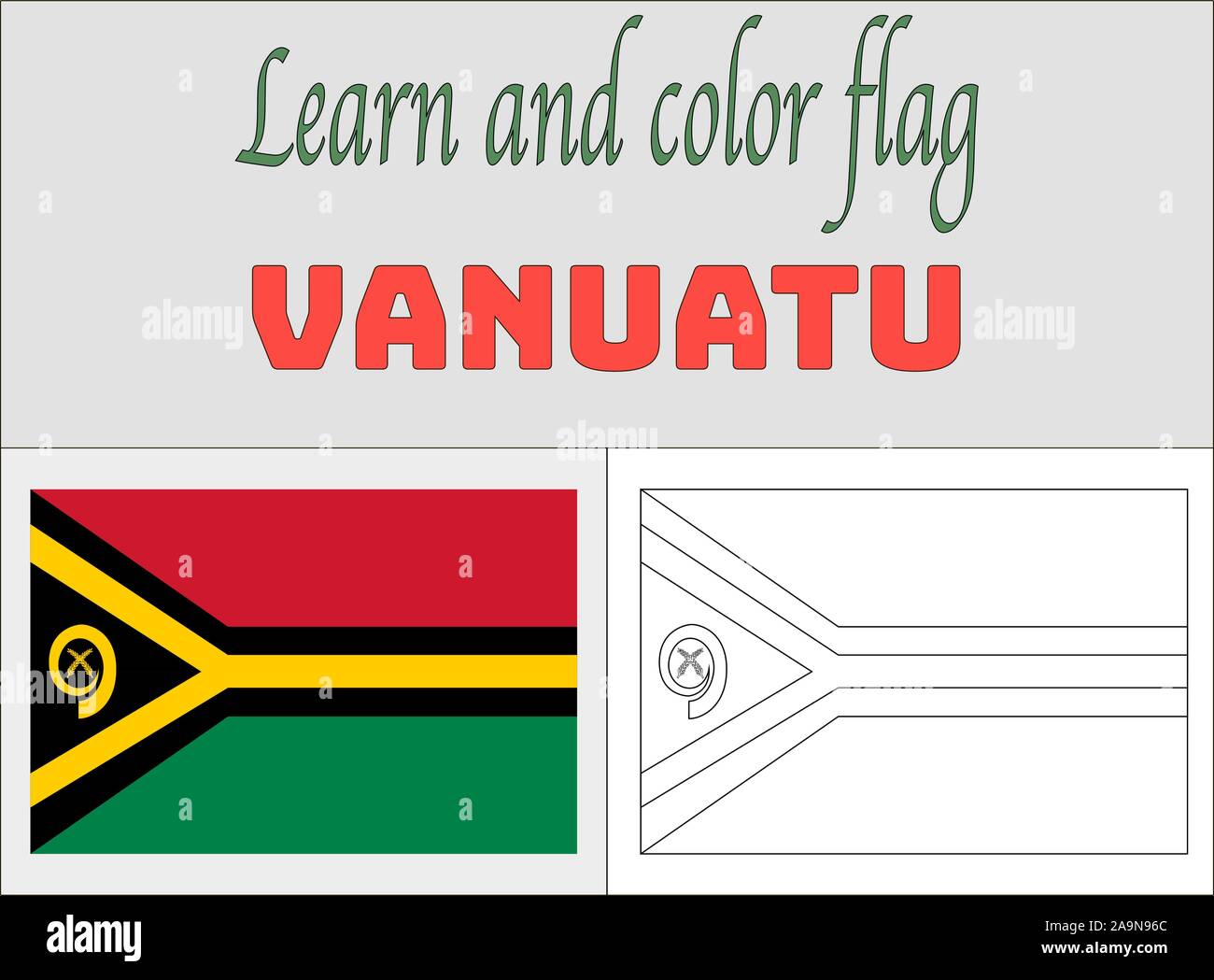 Vanuatu National flag Coloring Book pages for Education and learning ...