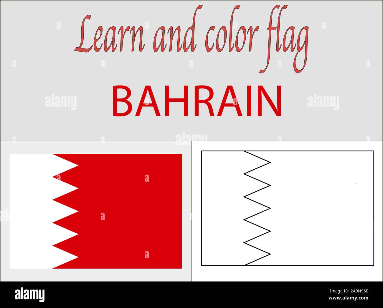 Bahrain National flag Coloring Book pages for Education and learning ...