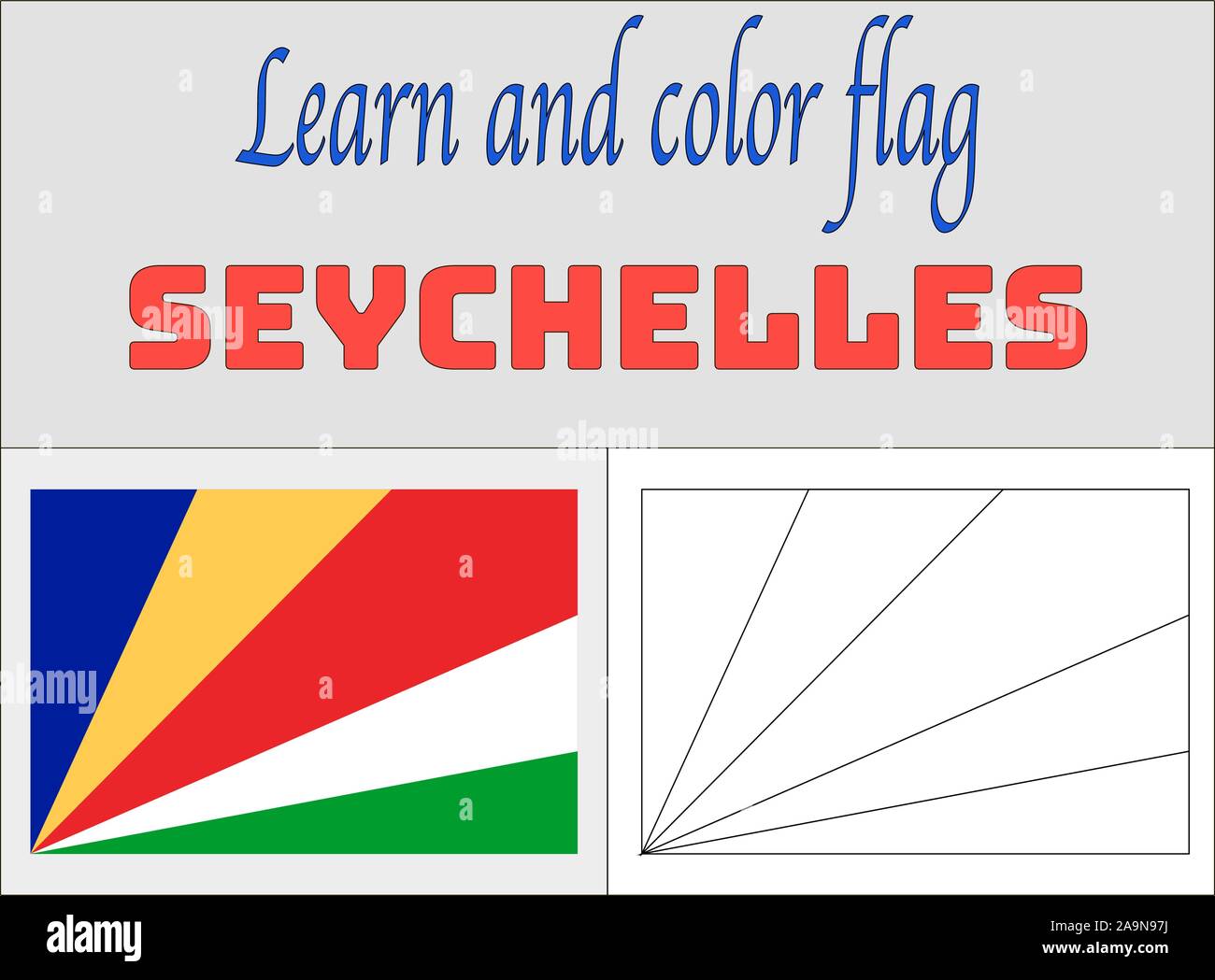 Seychelles National flag Coloring Book pages for Education and learning ...