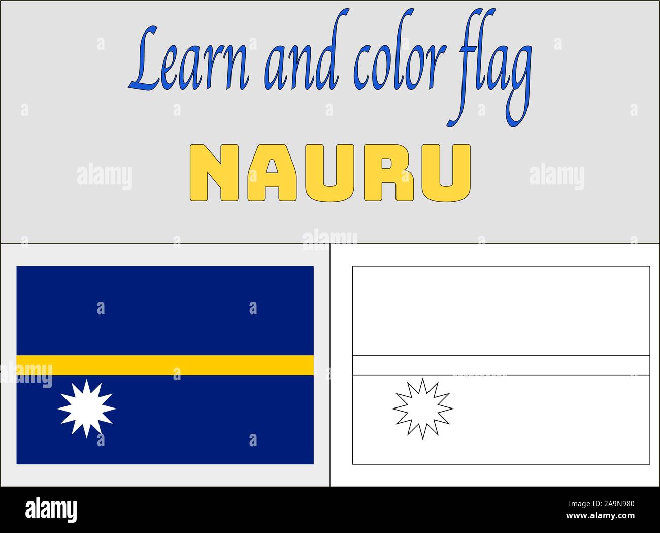 Nauru National flag Coloring Book pages for Education and learning ...