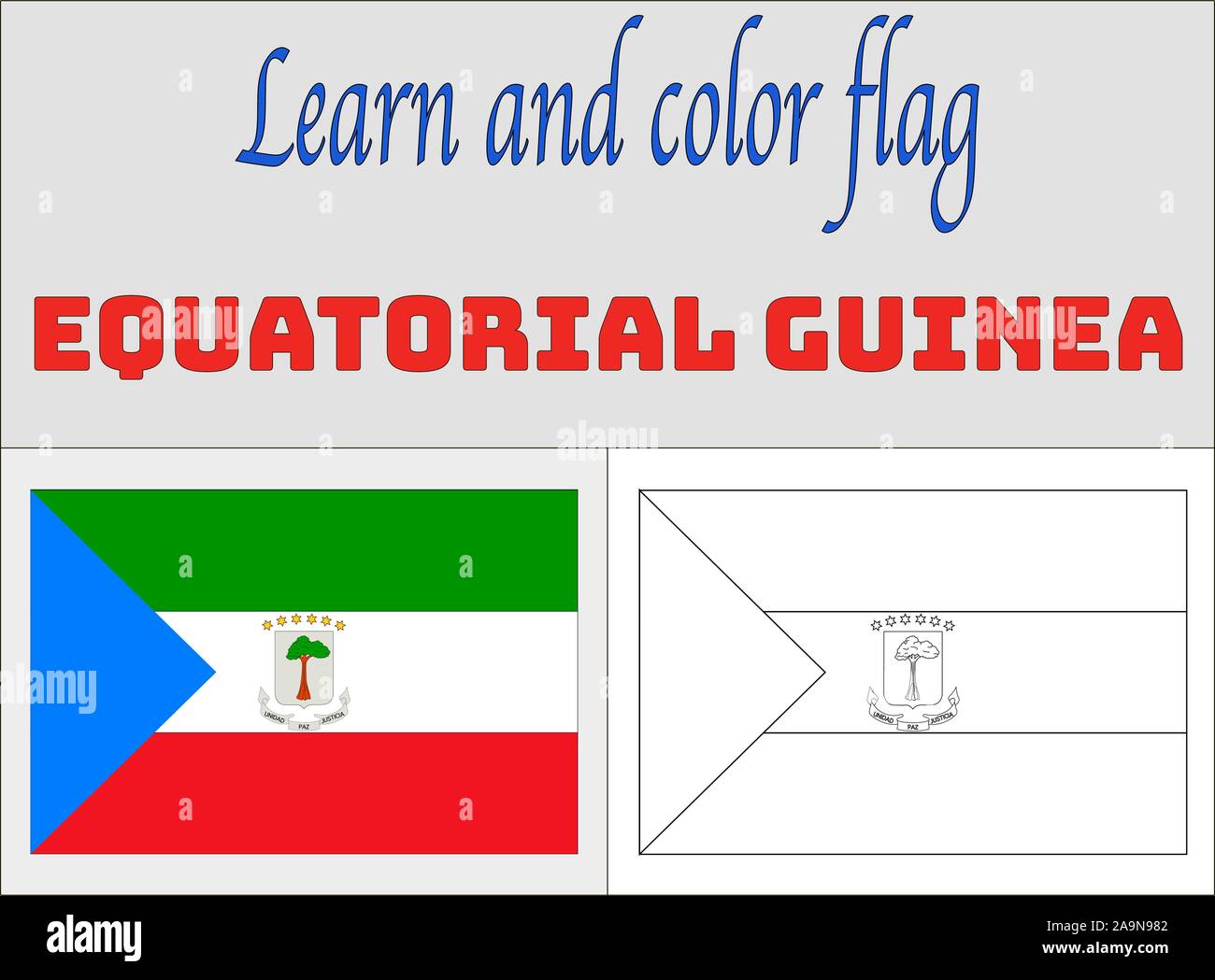 Equatorial Guinea National flag Coloring Book pages for Education and ...