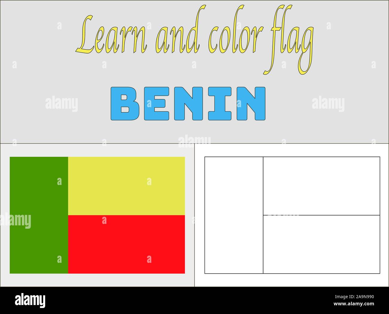 African Benin National flag Coloring Book pages for Education and ...