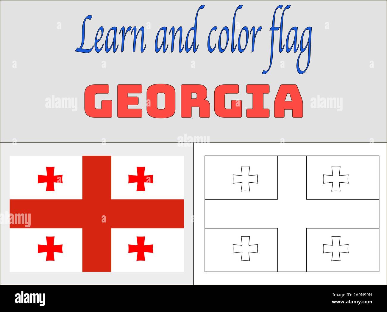 Georgia National flag Coloring Book pages for Education and learning ...