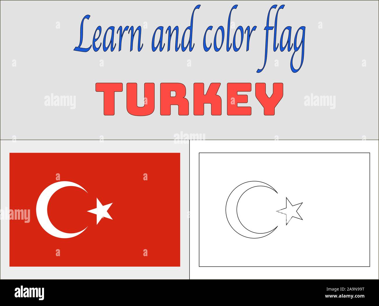 Turkey National flag Coloring Book pages for Education and learning ...