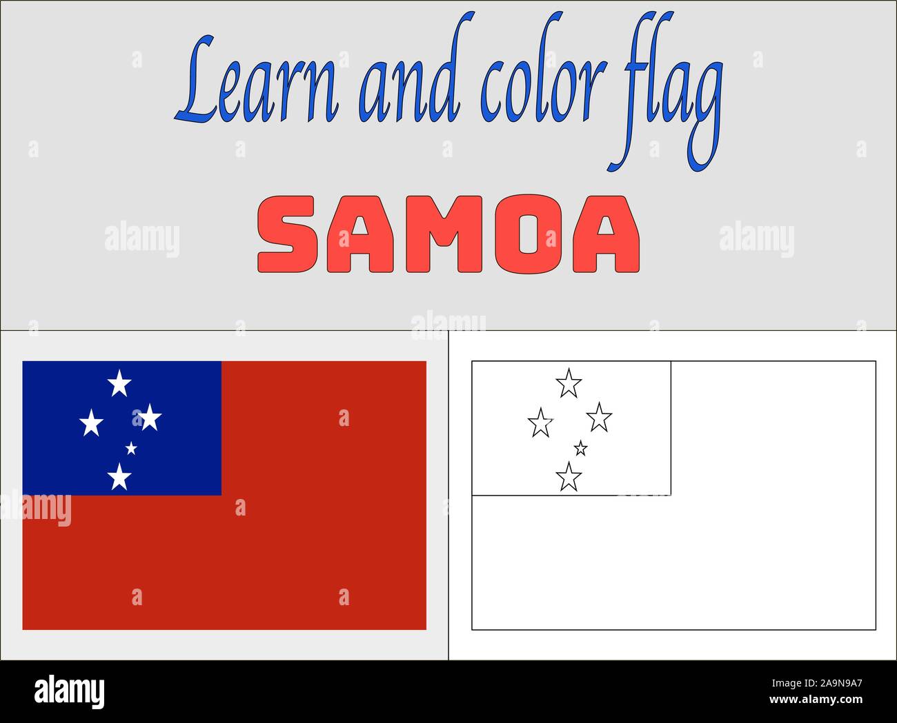 Samoa National flag Coloring Book pages for Education and learning ...