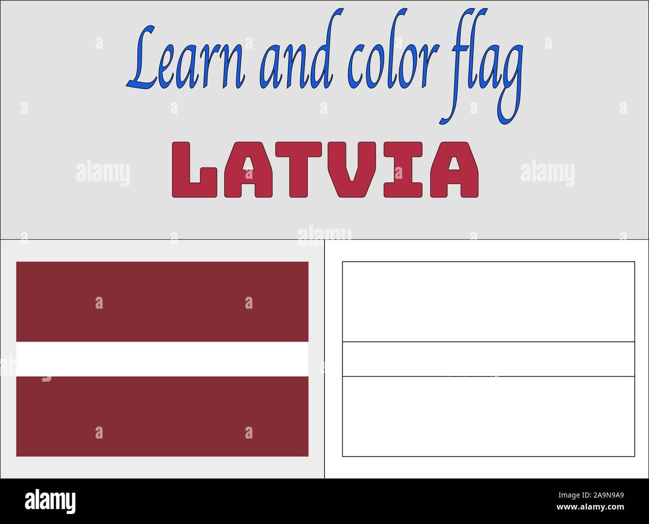 Latvia National flag Coloring Book pages for Education and learning ...