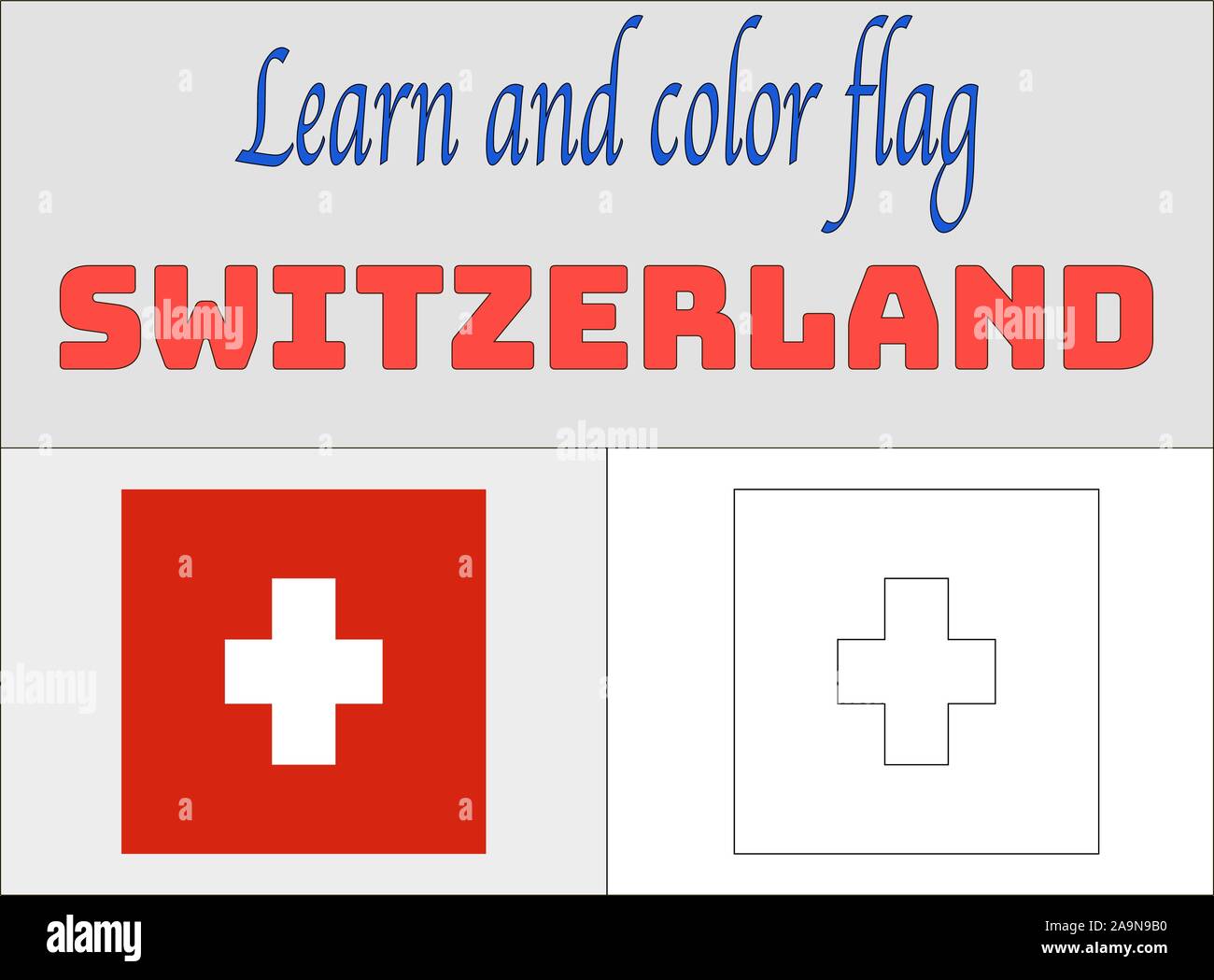 Switzerland National flag Coloring Book pages for Education and ...