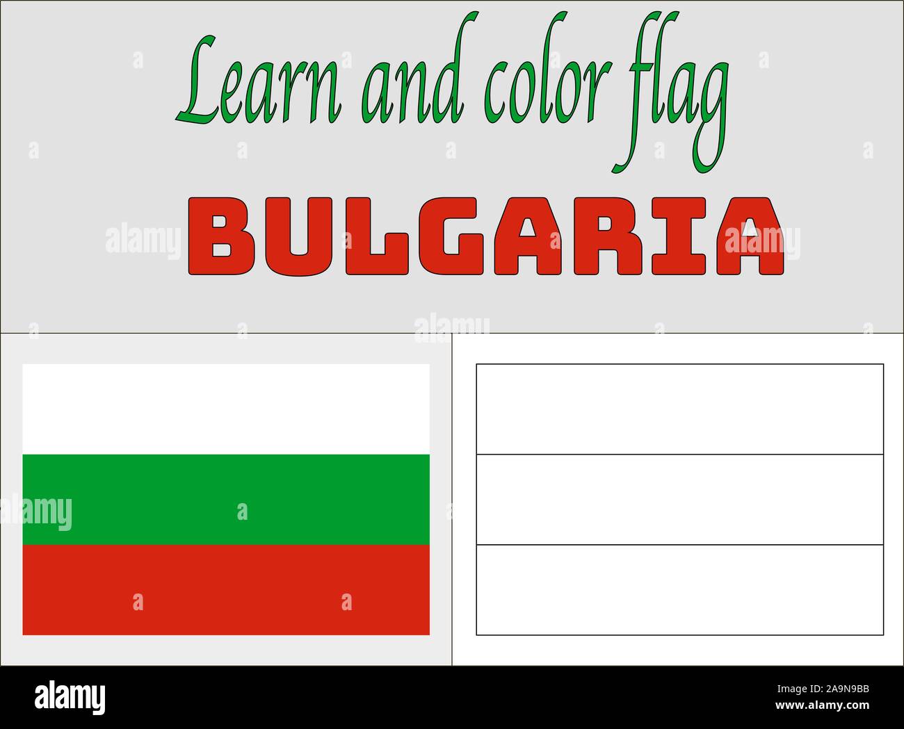 Bulgaria National flag Coloring Book pages for Education and learning ...