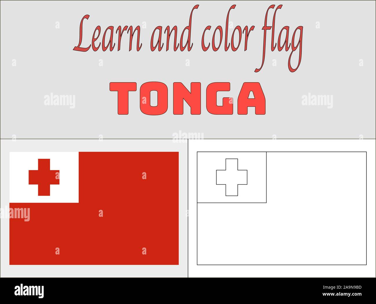 Tonga National flag Coloring Book pages for Education and learning ...