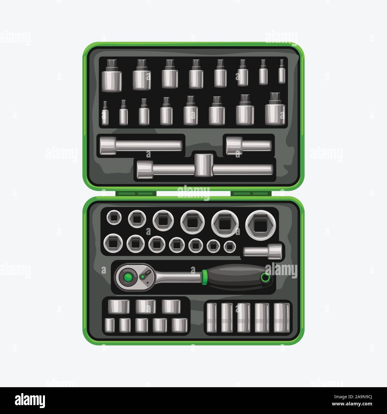 Green open metal box Stock Vector Images - Alamy