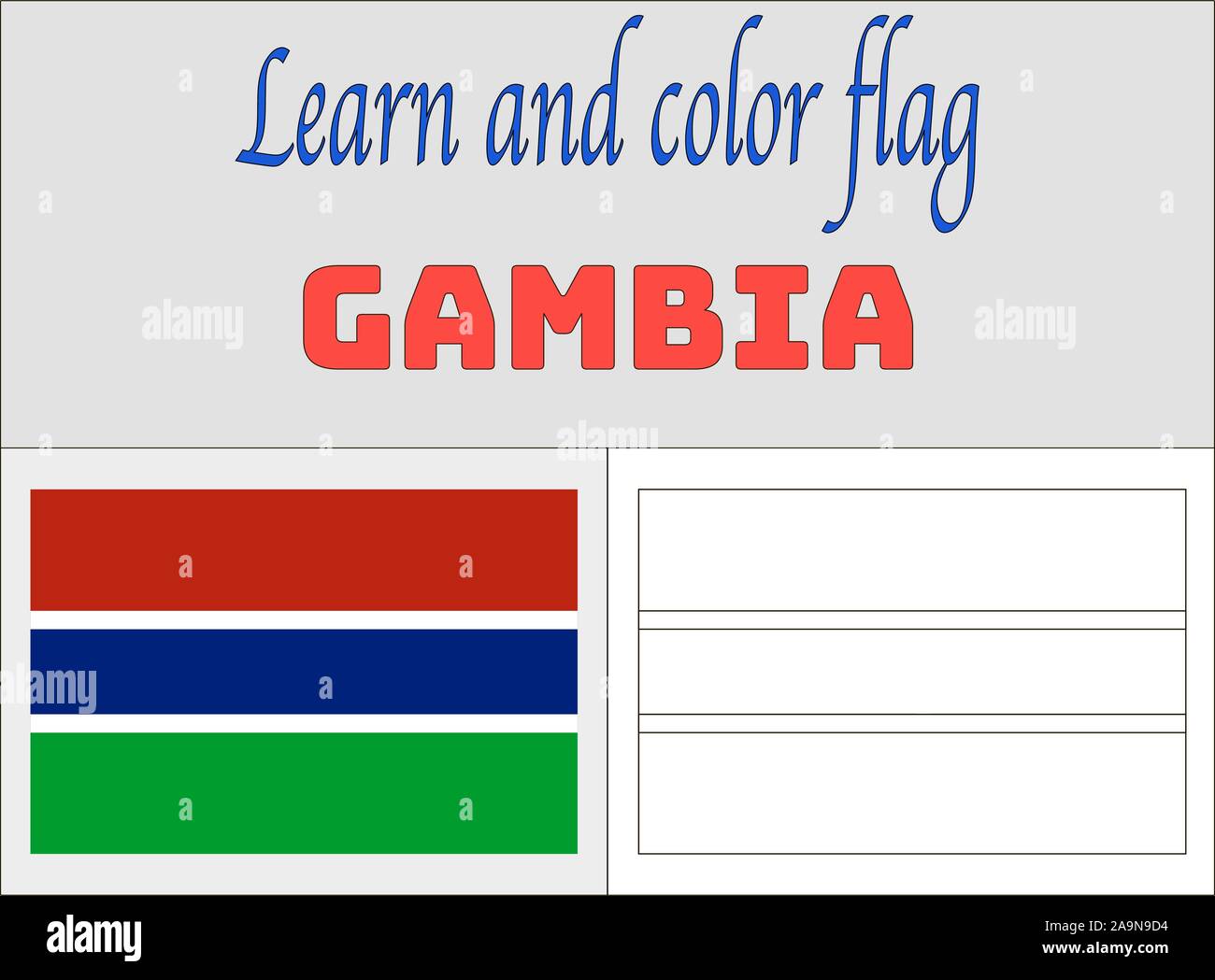 African Gambia National flag Coloring Book pages for Education and ...
