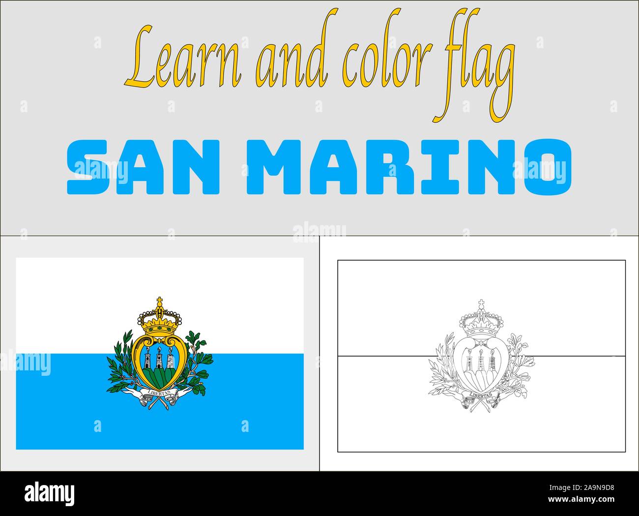 San Marino National flag Coloring Book pages for Education and learning ...
