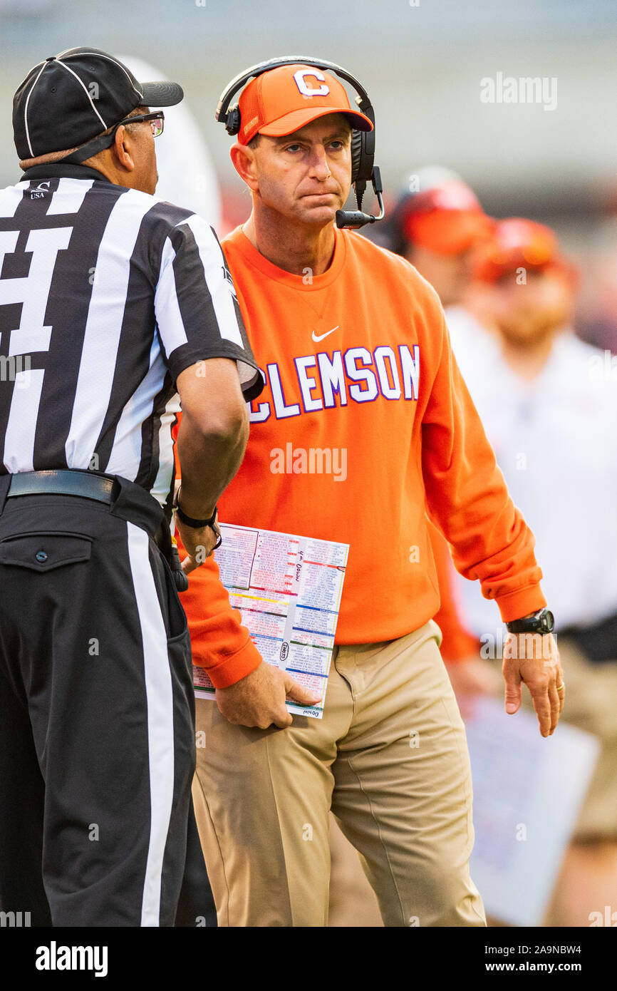 Clemson Tigers head coach Dabo Swinney during the NCAA college football ...