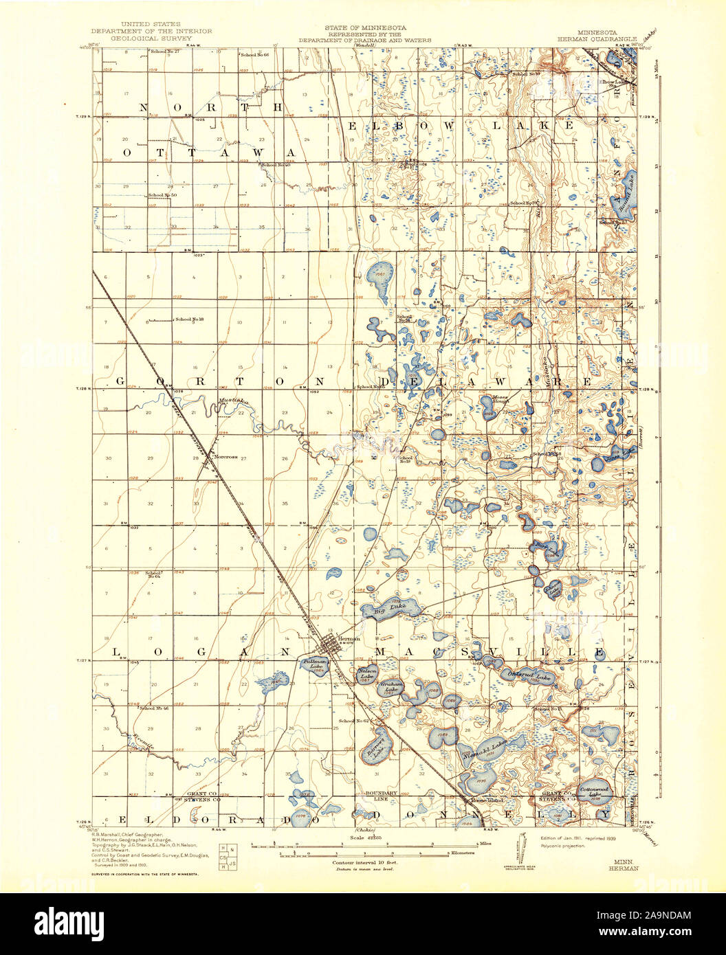 Minnesota map 1911 hi-res stock photography and images - Alamy