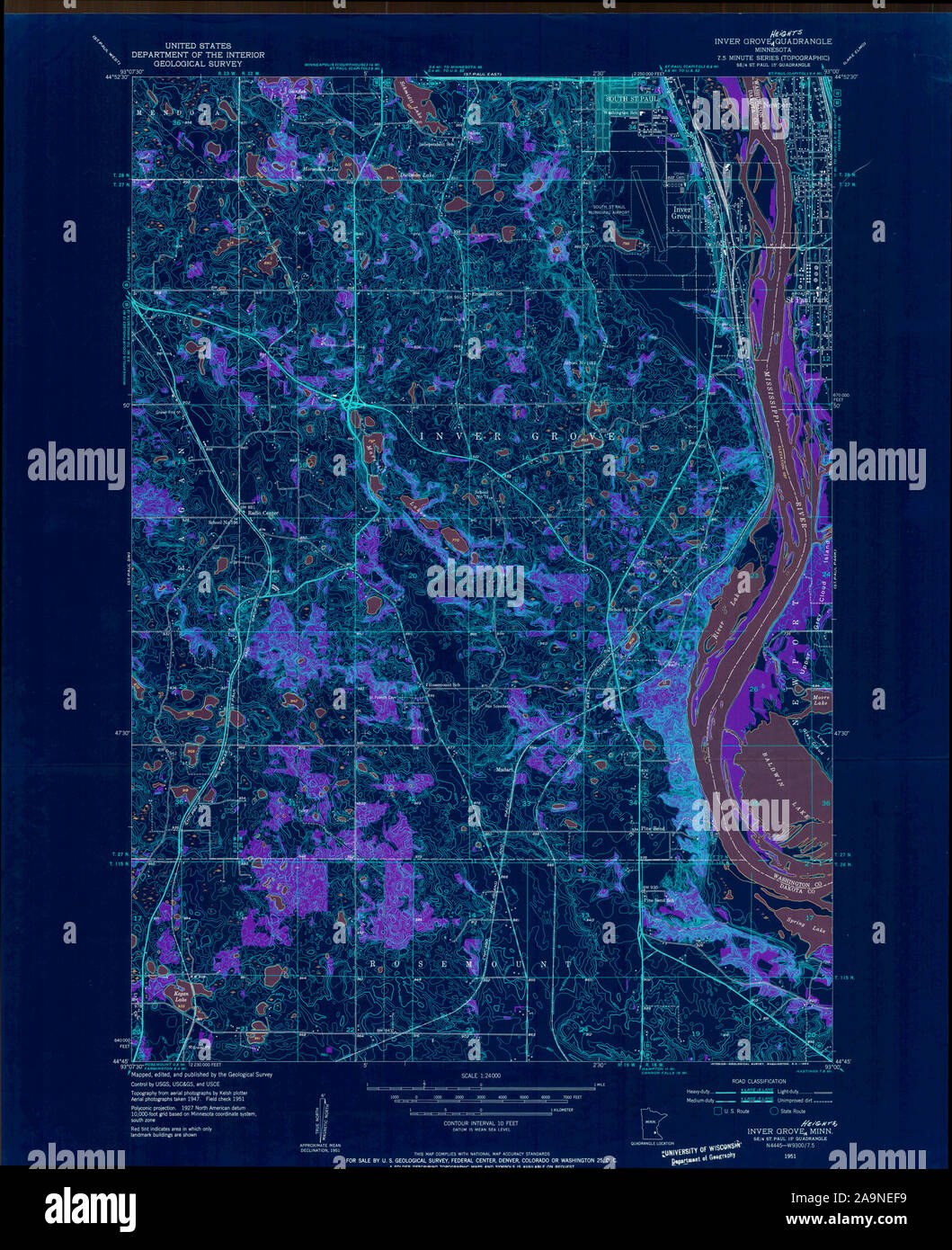 USGS TOPO Map MInnesota MN Inver Grove Heights 504844 1951 24000 ...