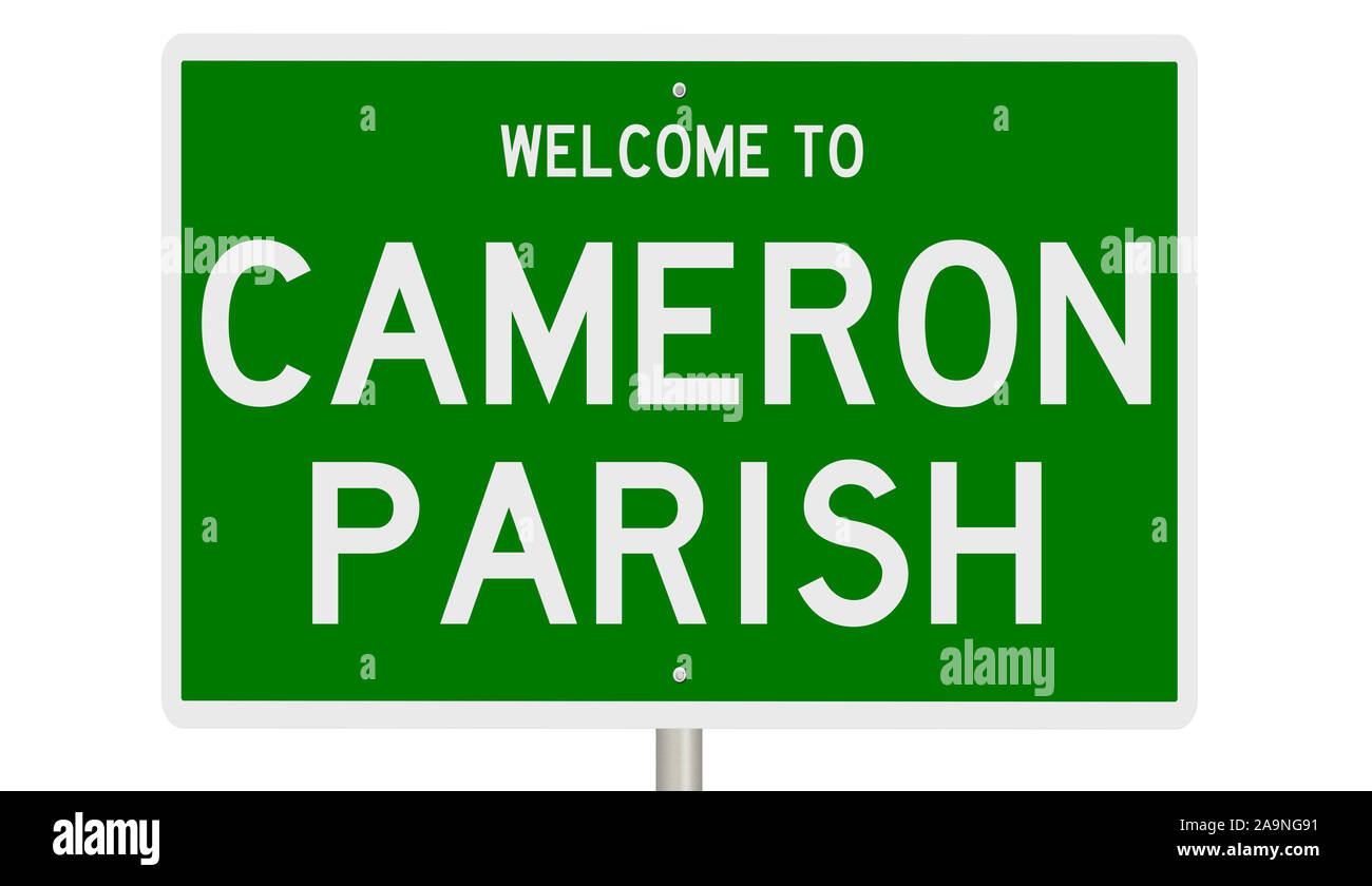 Rendering of a green 3d highway sign for Cameron Parish in Louisiana ...