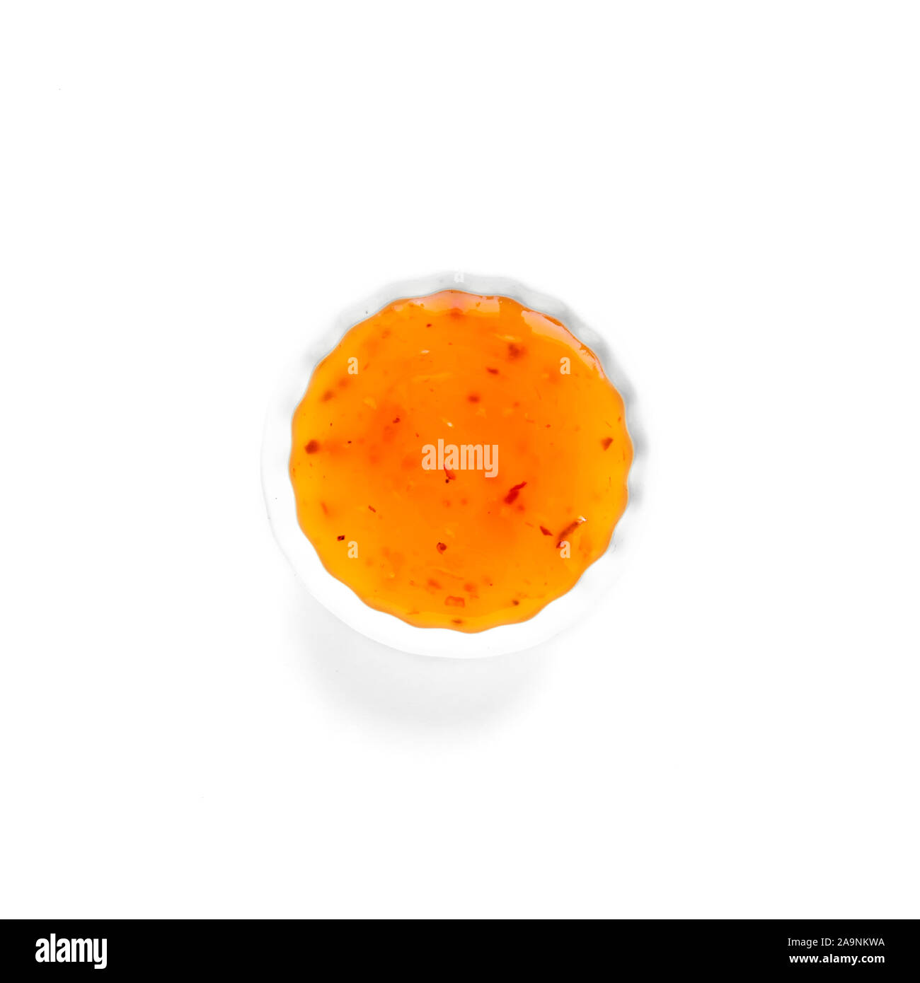 Sweet and Sour Chili Sauce in bowl isolated on white background, top ...