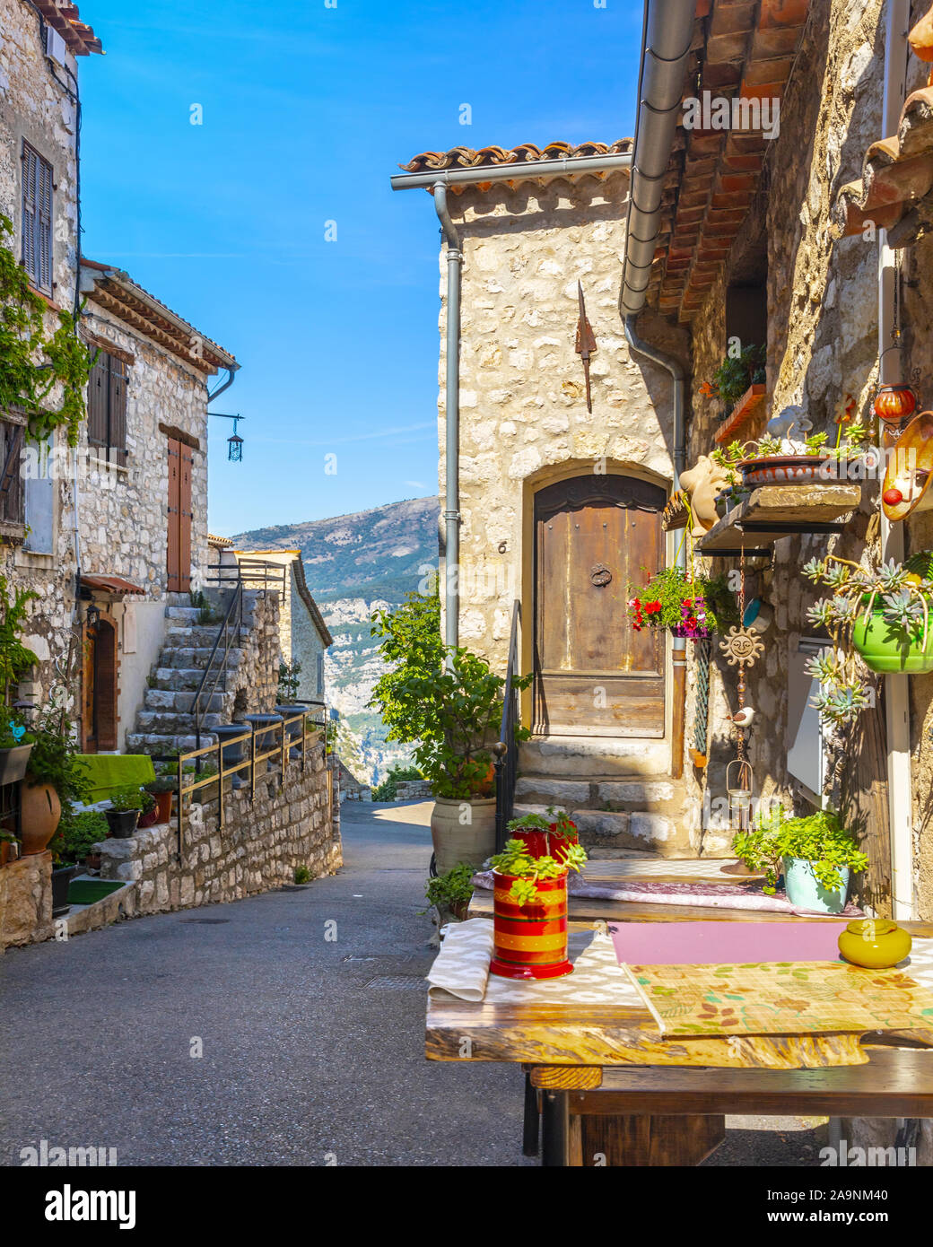 View of Gourdon, a small medieval village in Provence, France Stock ...