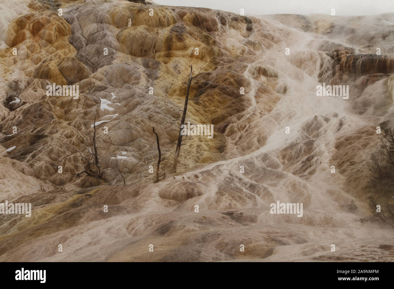 Texture, depth, and color of the mineral deposits on display at Mammoth ...