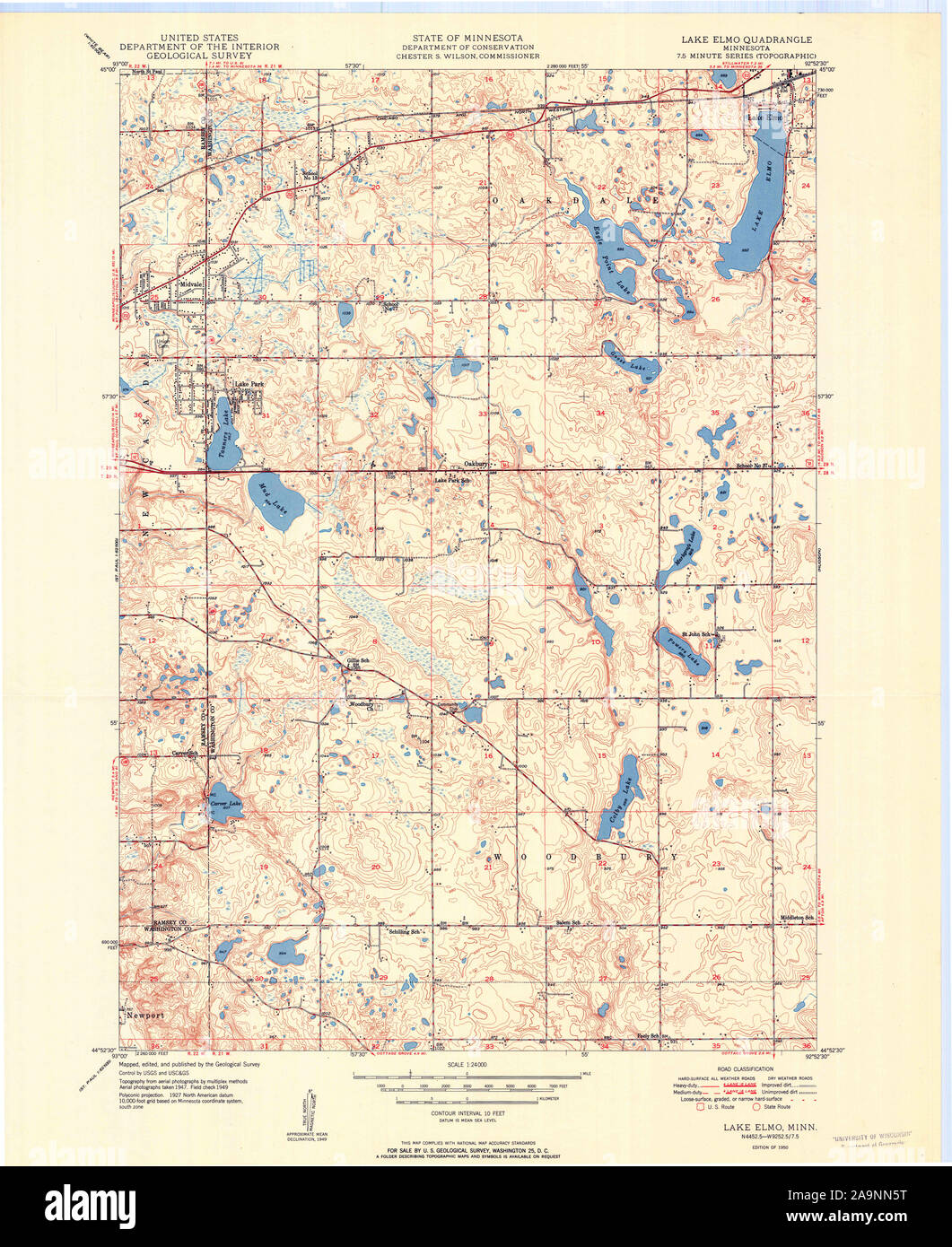USGS TOPO Map MInnesota MN Lake Elmo 504990 1950 24000 Restoration ...