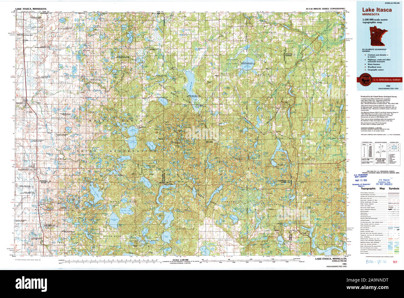 Map of lake itasca hi-res stock photography and images - Alamy