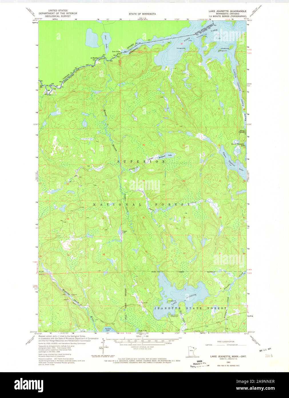 USGS TOPO Map MInnesota MN Lake Jeanette 804758 1963 24000 Restoration ...