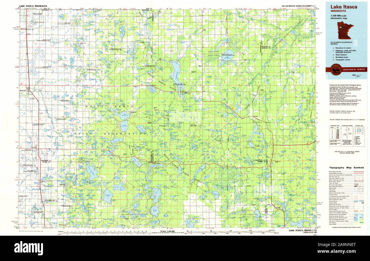 Map of lake itasca hi-res stock photography and images - Alamy