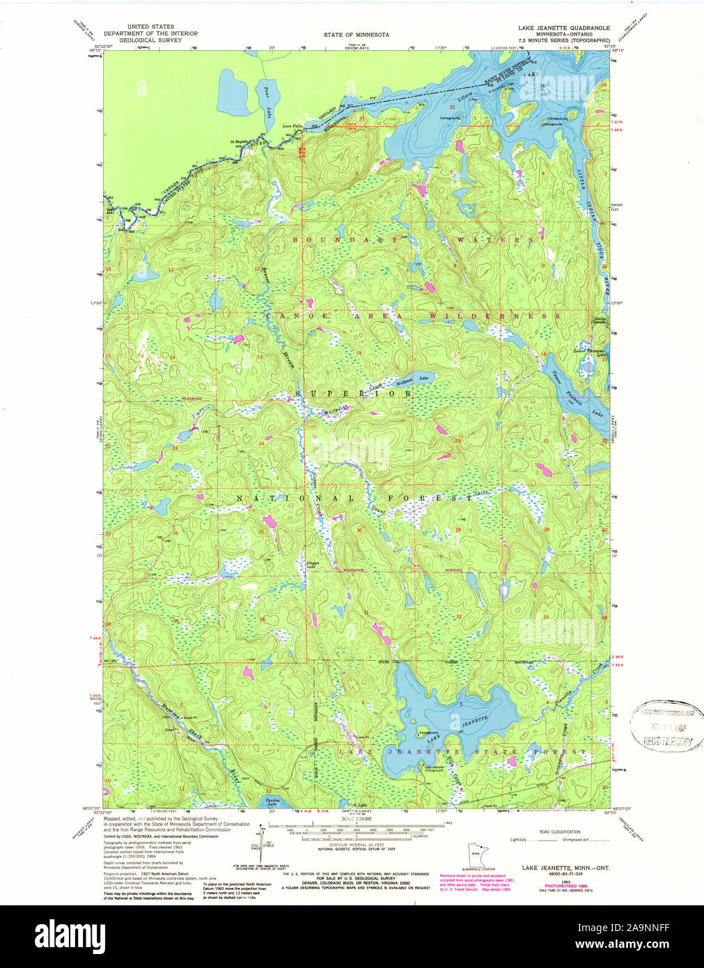 USGS TOPO Map MInnesota MN Lake Jeanette 805702 1963 24000 Restoration ...