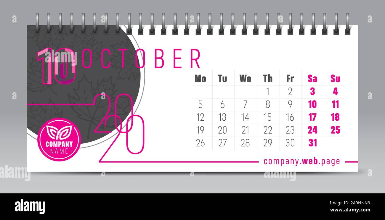 2020 vector calendar design, typography, illustration Stock Vector ...