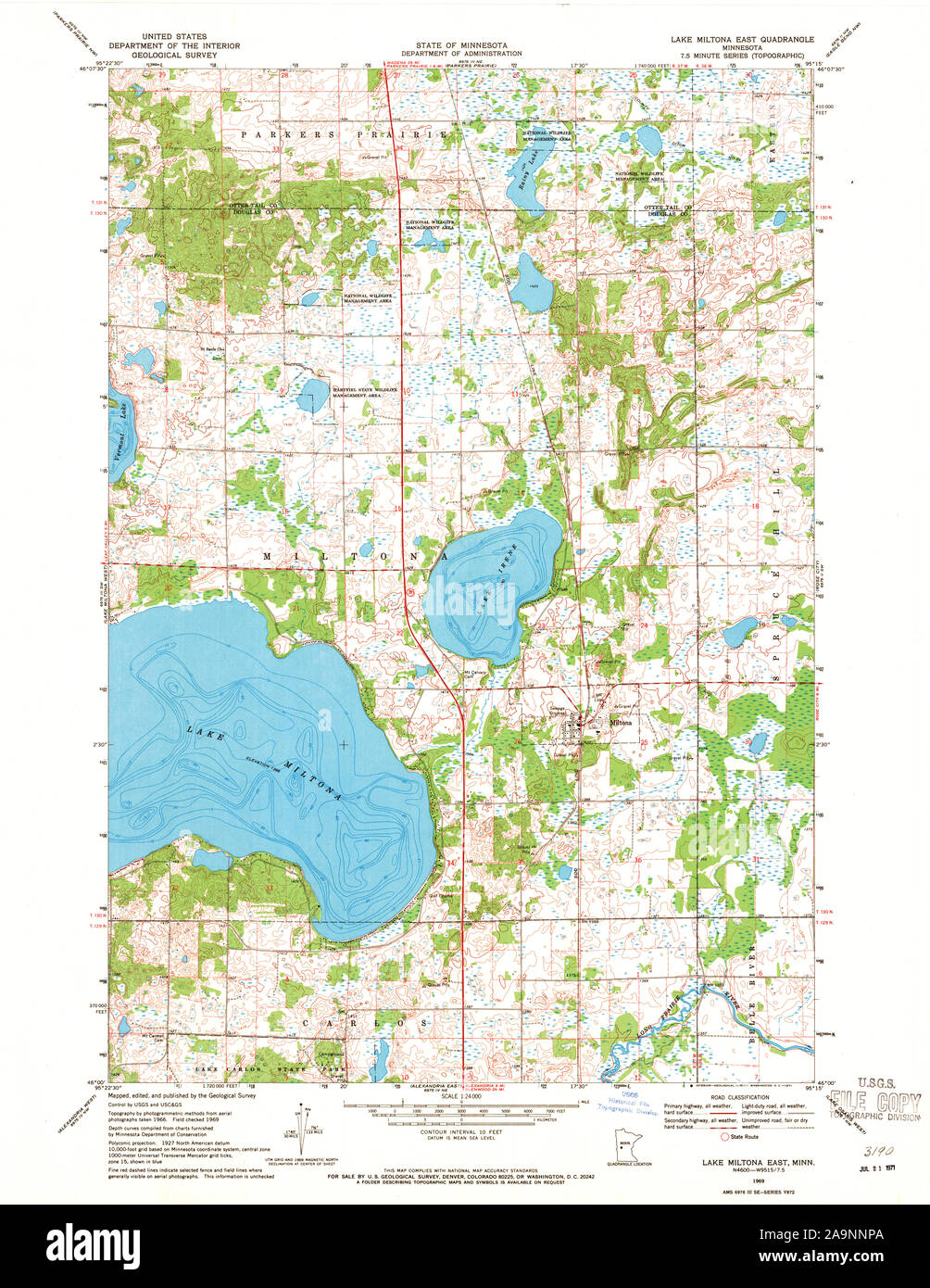 USGS TOPO Map MInnesota MN Lake Miltona East 804765 1969 24000 ...