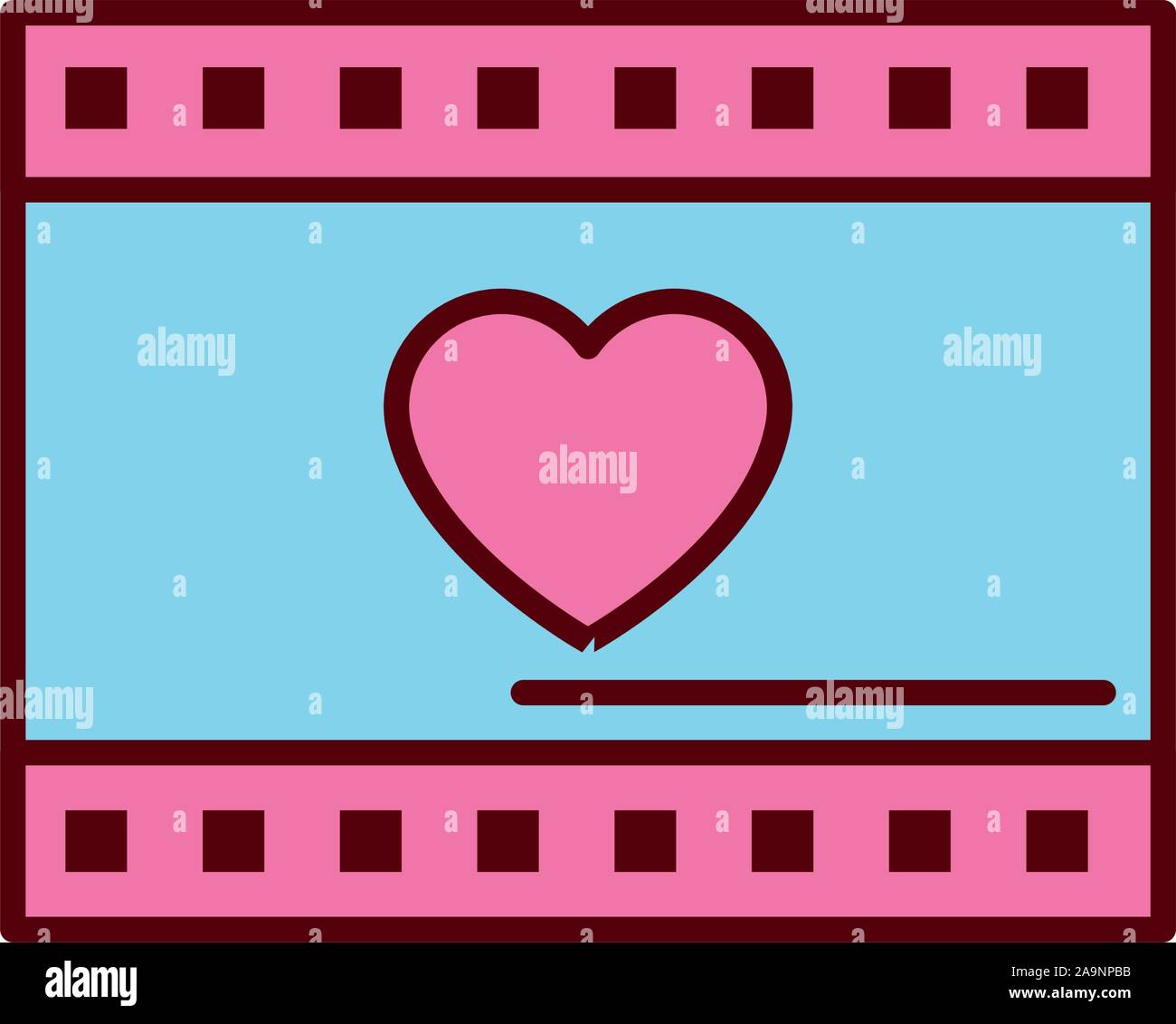 video movie heart romantic passion love flat line vector illustration Stock Vector Image & Art ...