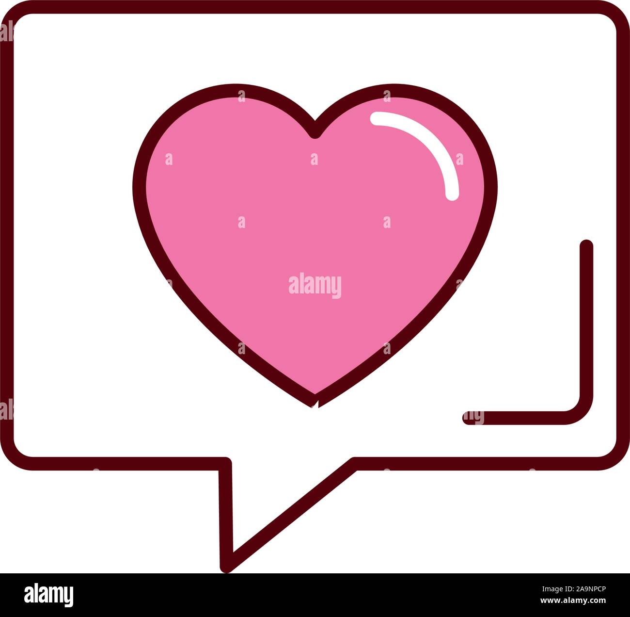 talk bubble heart romantic passion love flat line vector illustration Stock Vector Image & Art ...