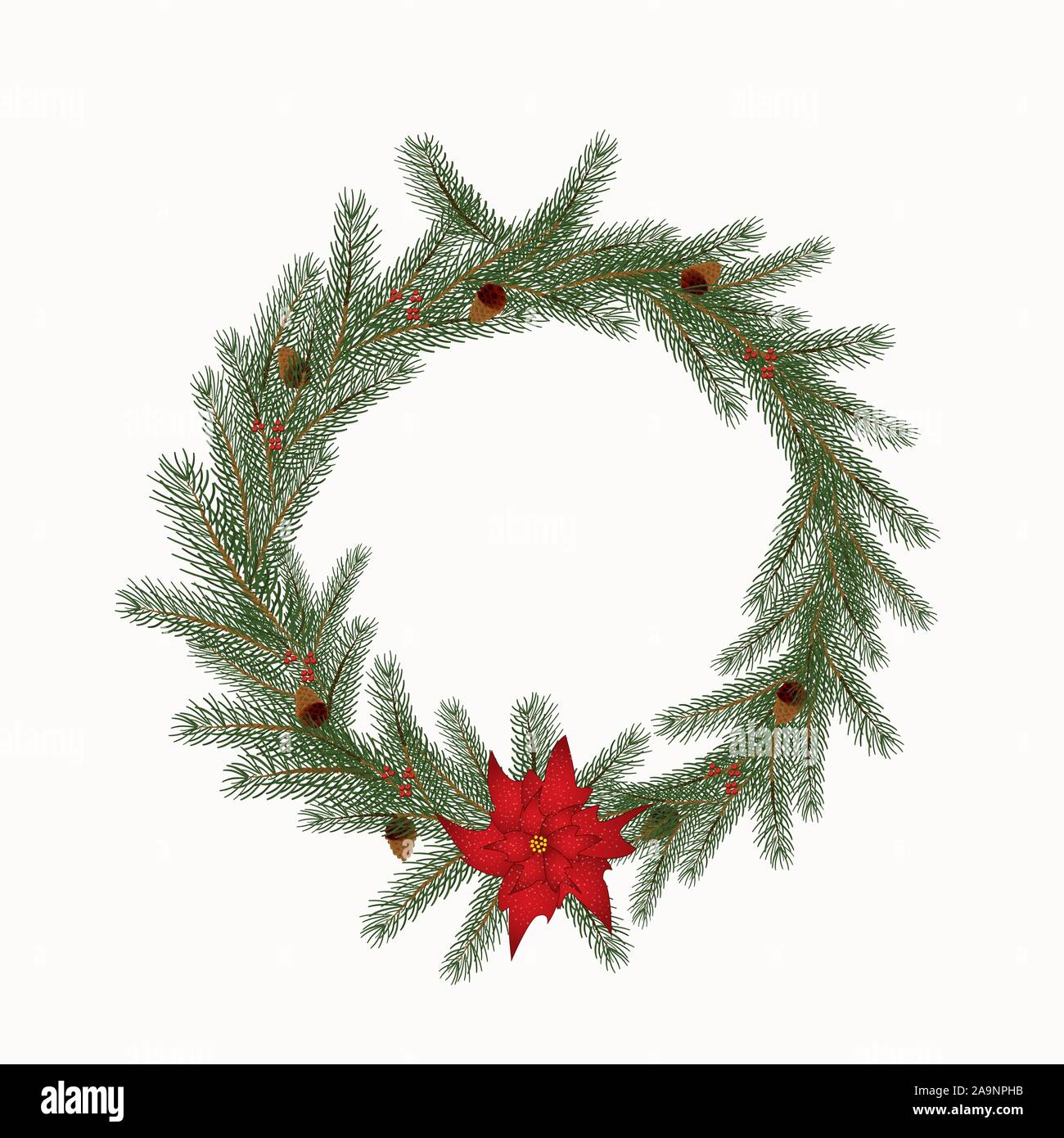 Pine cones berries wreath Stock Vector Images - Alamy