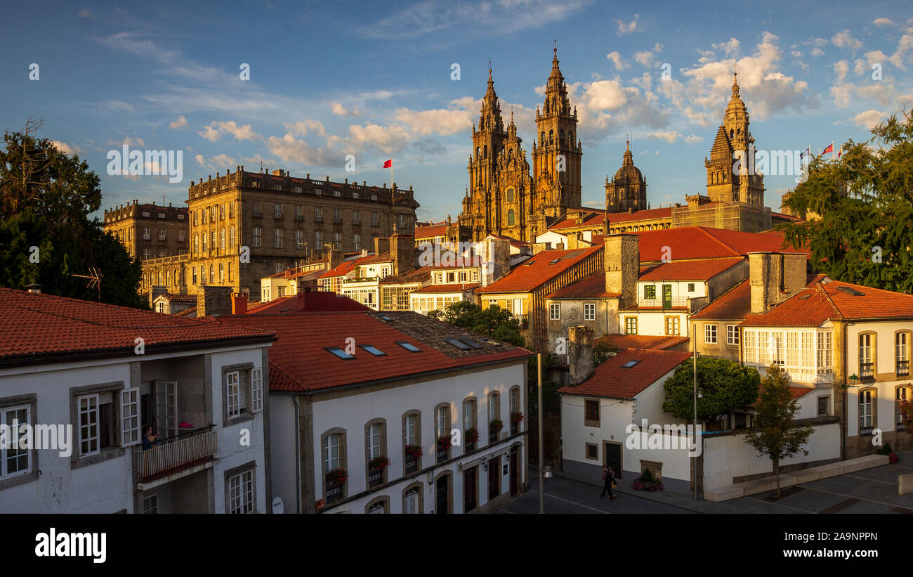Santiago de Compostela Cathedral Spectacular View with Sun Light ...