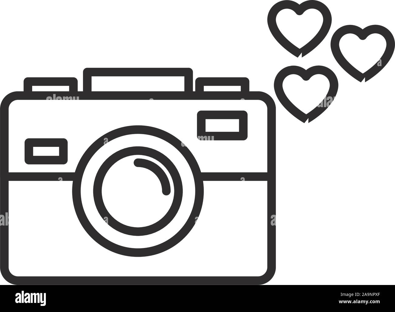 photographic camera hearts romantic passion love line vector ...